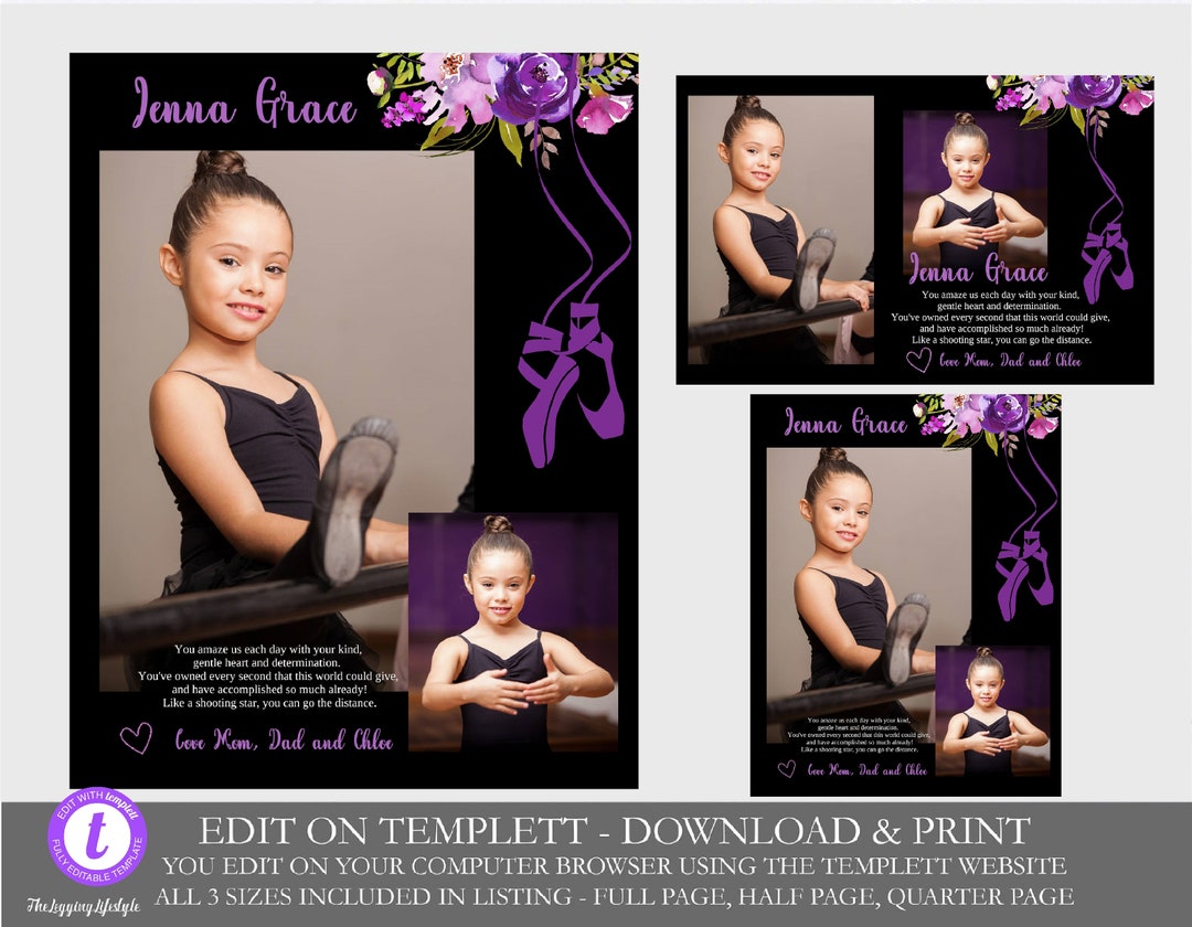 Dance Recital Program Ad, Yearbook Ad High School Senior Page, Middle ...