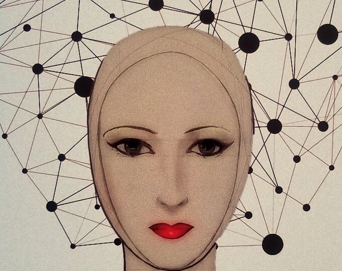 Funny Fashion Art Print, Fish Lady, Fashion Drawing, Vintage Fashion ...