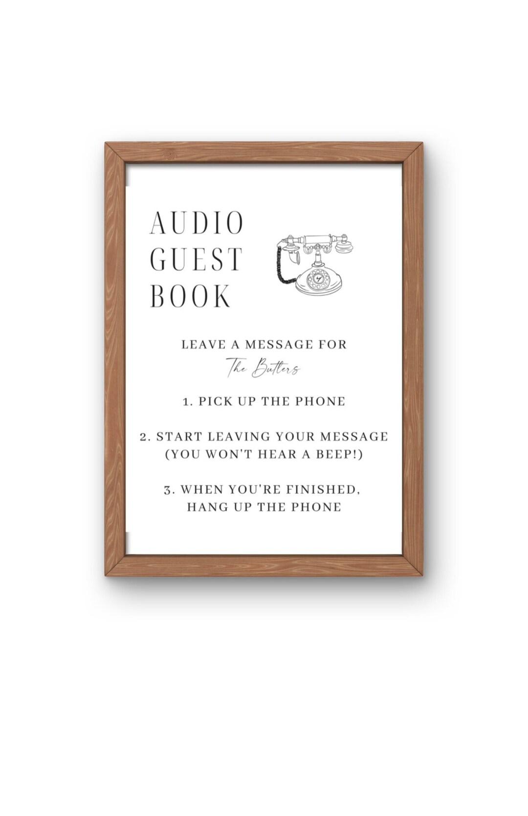 Audio Guest Book Instruction Sign Voicemail Guestbook Printable
