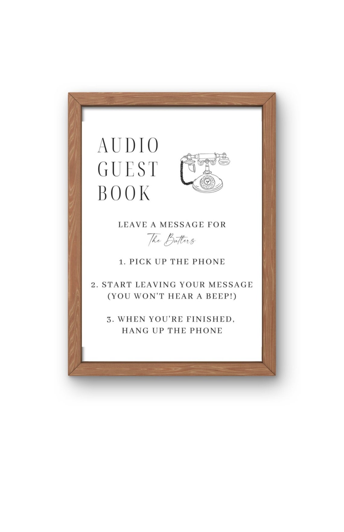 Audio Guest Book Instruction Sign | Voicemail Guestbook | Printable ...
