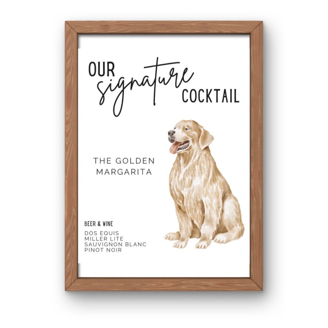 Golden Retriever Signature Cocktail Bar Menu Template (digital Template ...