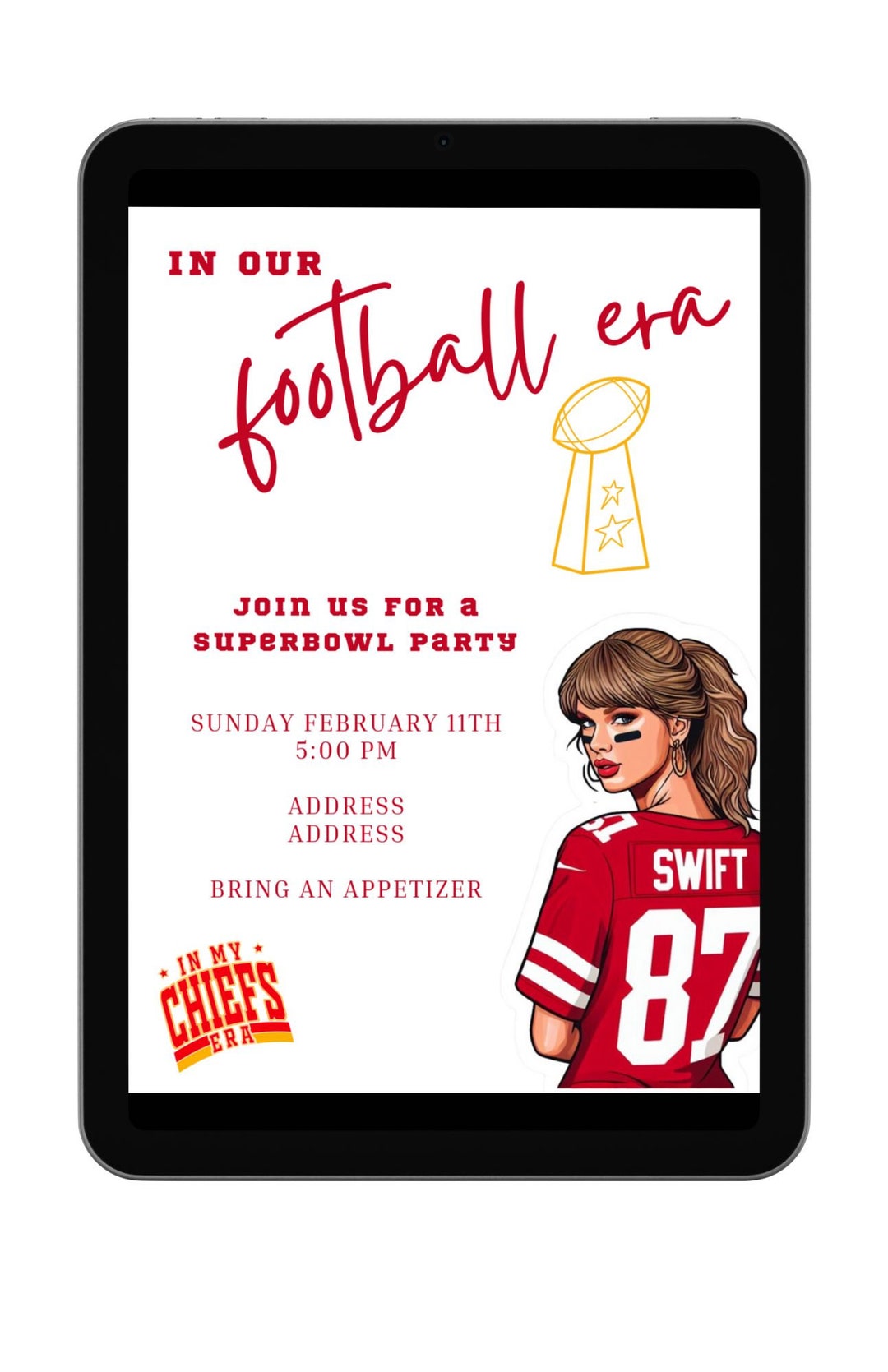Taylor Swift Superbowl Party Invitation- TAYLOR SWIFT Superbowl- KANSAS ...