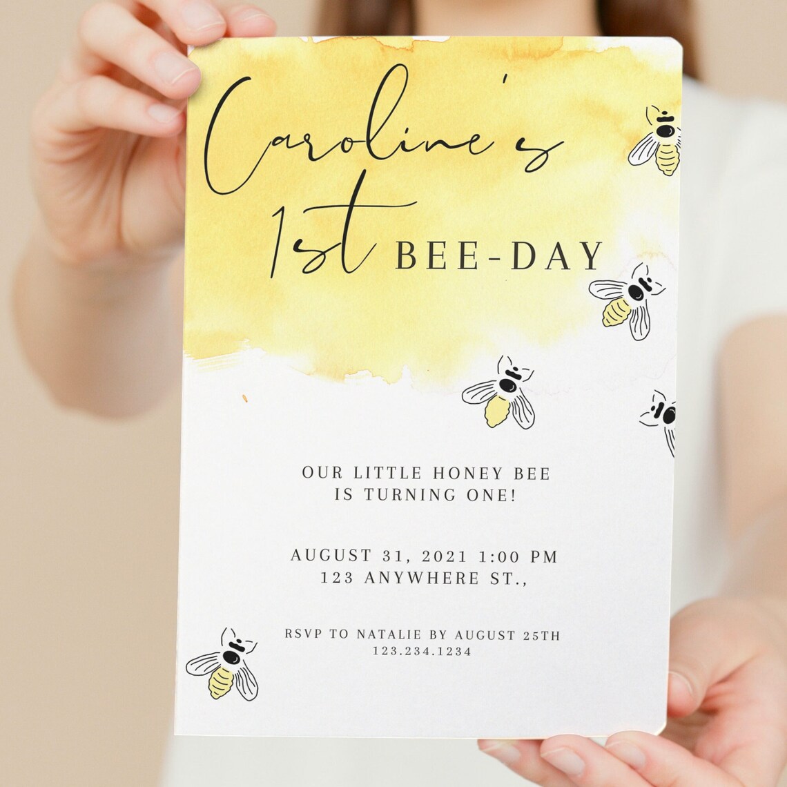 1st Bee Day Invitation Bee Birthday Invitation Bumble Bee | Etsy