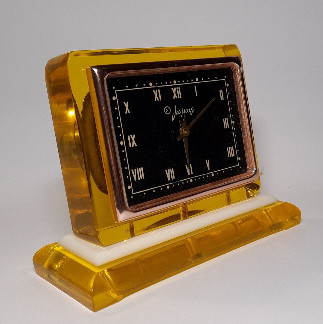 Vintage Clock MOLNIJA, Soviet Mechanical Table Clock, Clock Molnia ...