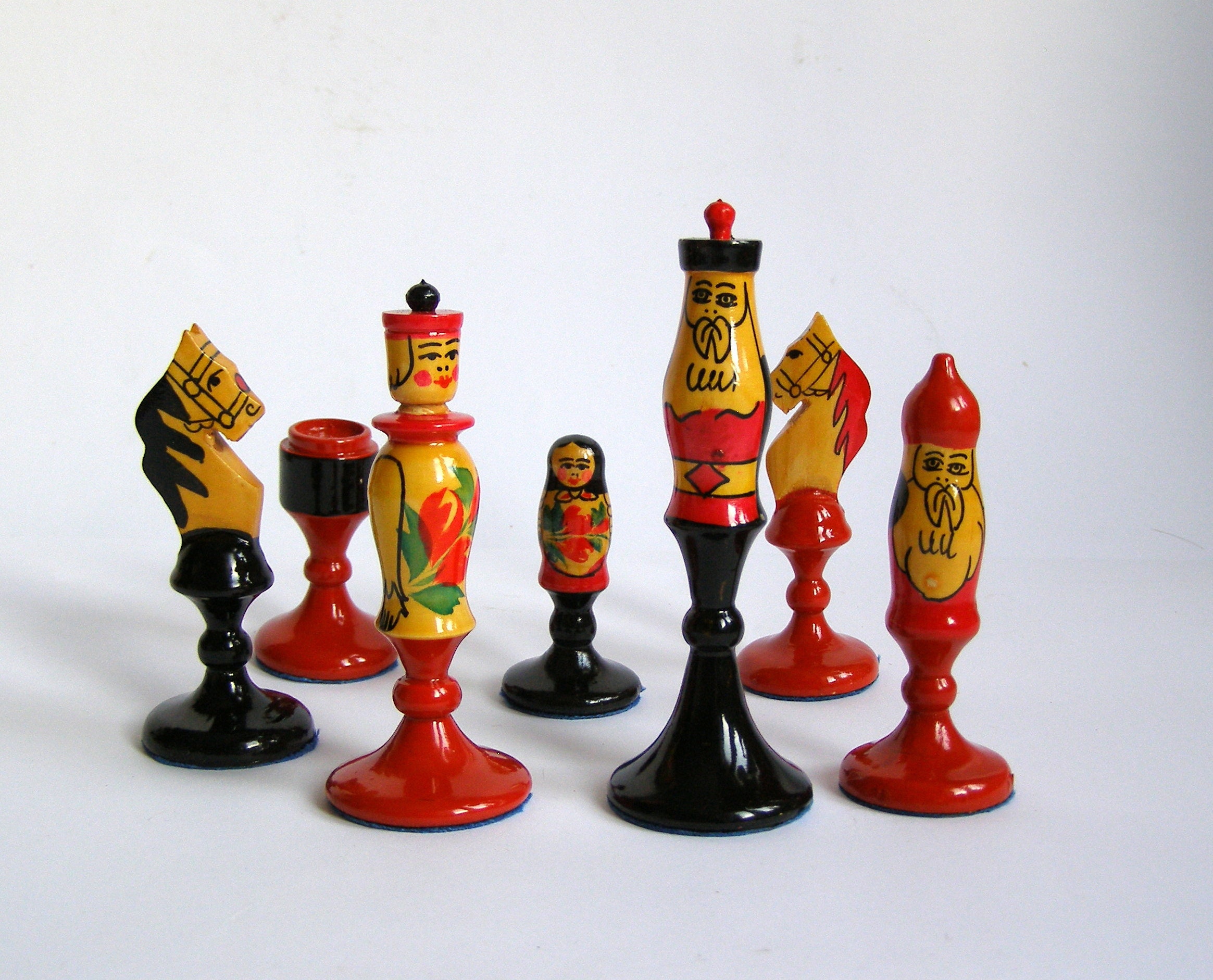 NOS, Soviet Chess Set, Vintage Chess Set USSR, Hand Painted, Pysanka ...