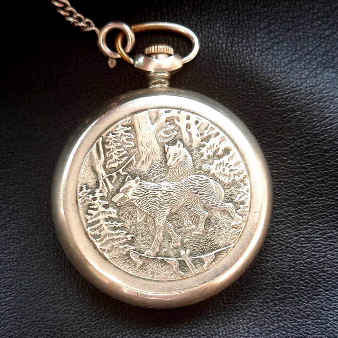 Pocket Wathc, Soviet Pocket Watch, Wolf, Wolves, Mens Watch, Mechanical ...