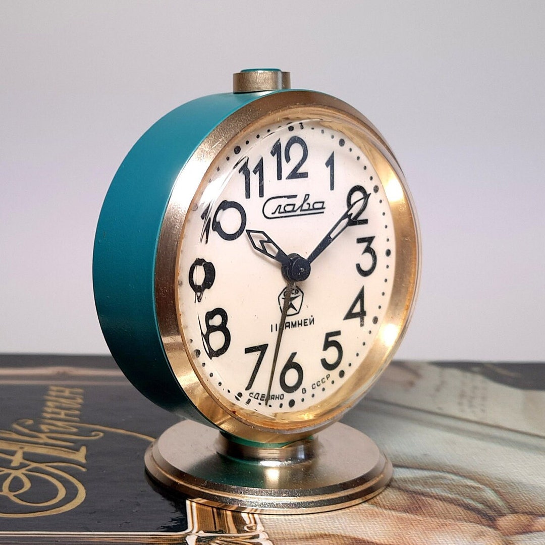 Soviet Alarm Clock. Desk Clock USSR. Vintage Clock SLAVA. Gift Idea ...