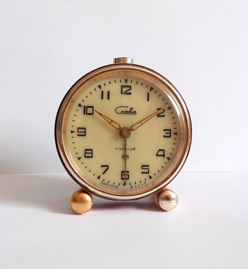Clocks Soviet alarm clock Vintage clock SLAVA. Desk Clock USSR Home ...