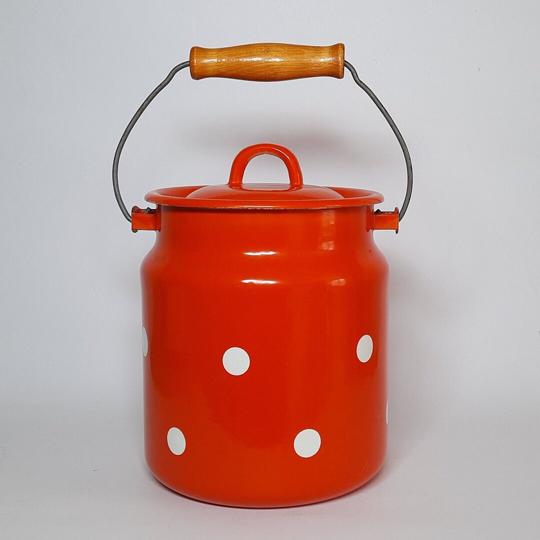 Enameled Can. USSR Can. Milk Can. Polka Dot Can. Red Can. Soviet Can ...