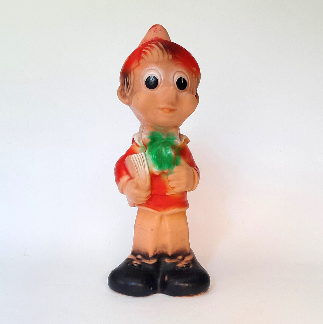 19 Cm Pinocchio. Vintage Rubber Toy. Pinocchio. Golden Key. Buratino ...
