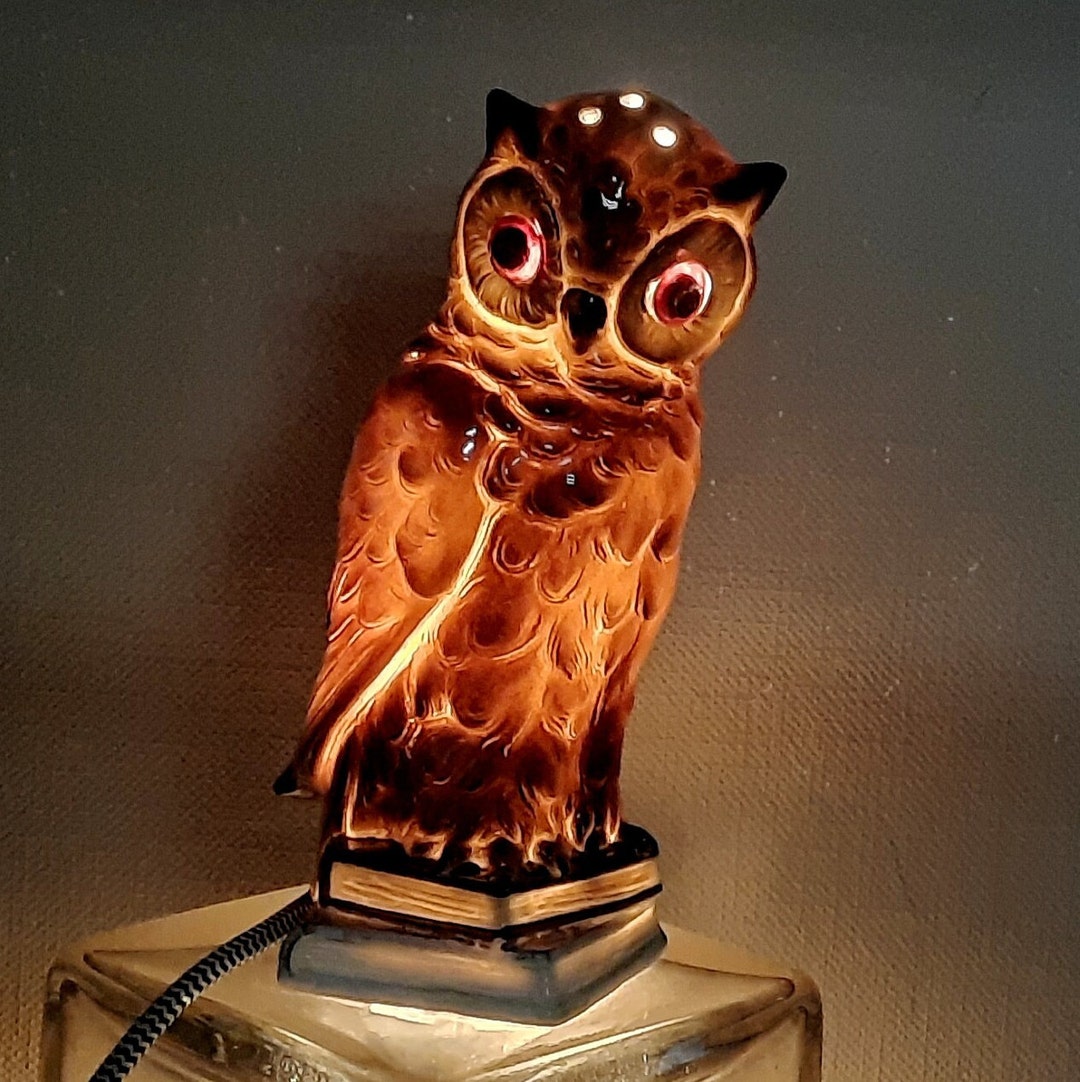 Vintage Porcelain Lamp,owl.night Lamp Owl.home Decor.table Lamp.night ...