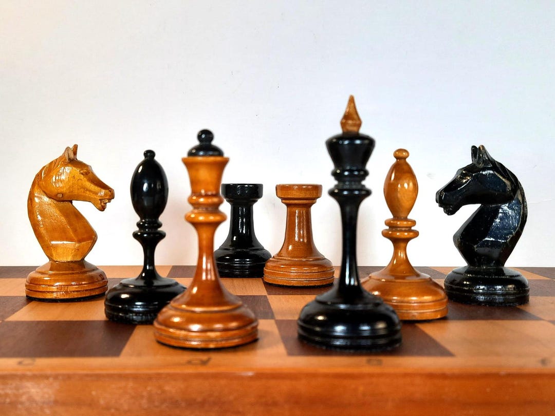 Rare Vintage Soviet Chess Set.soviet Chess Set.wood Chess.60's Vintage ...