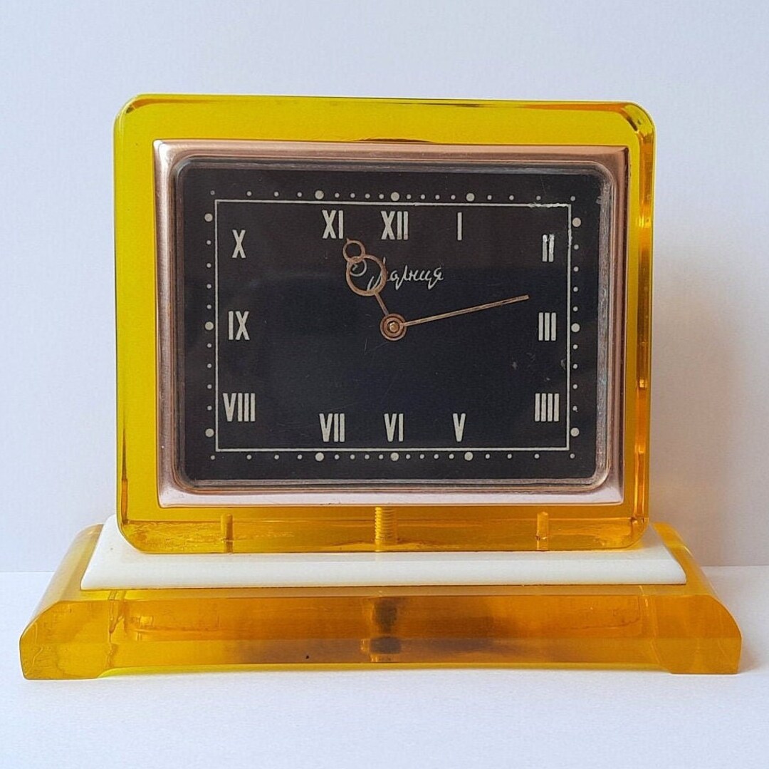 Vintage Clock MOLNIJA, Soviet Mechanical Table Clock, Clock Molnia ...