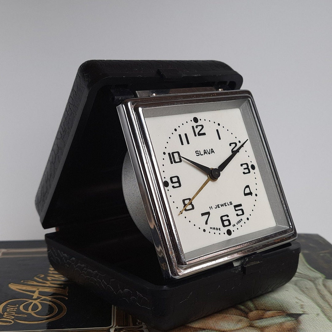 Vintage Travel Alarm. Clock Desk. Clock Soviet Slava. Clock Home Decor ...