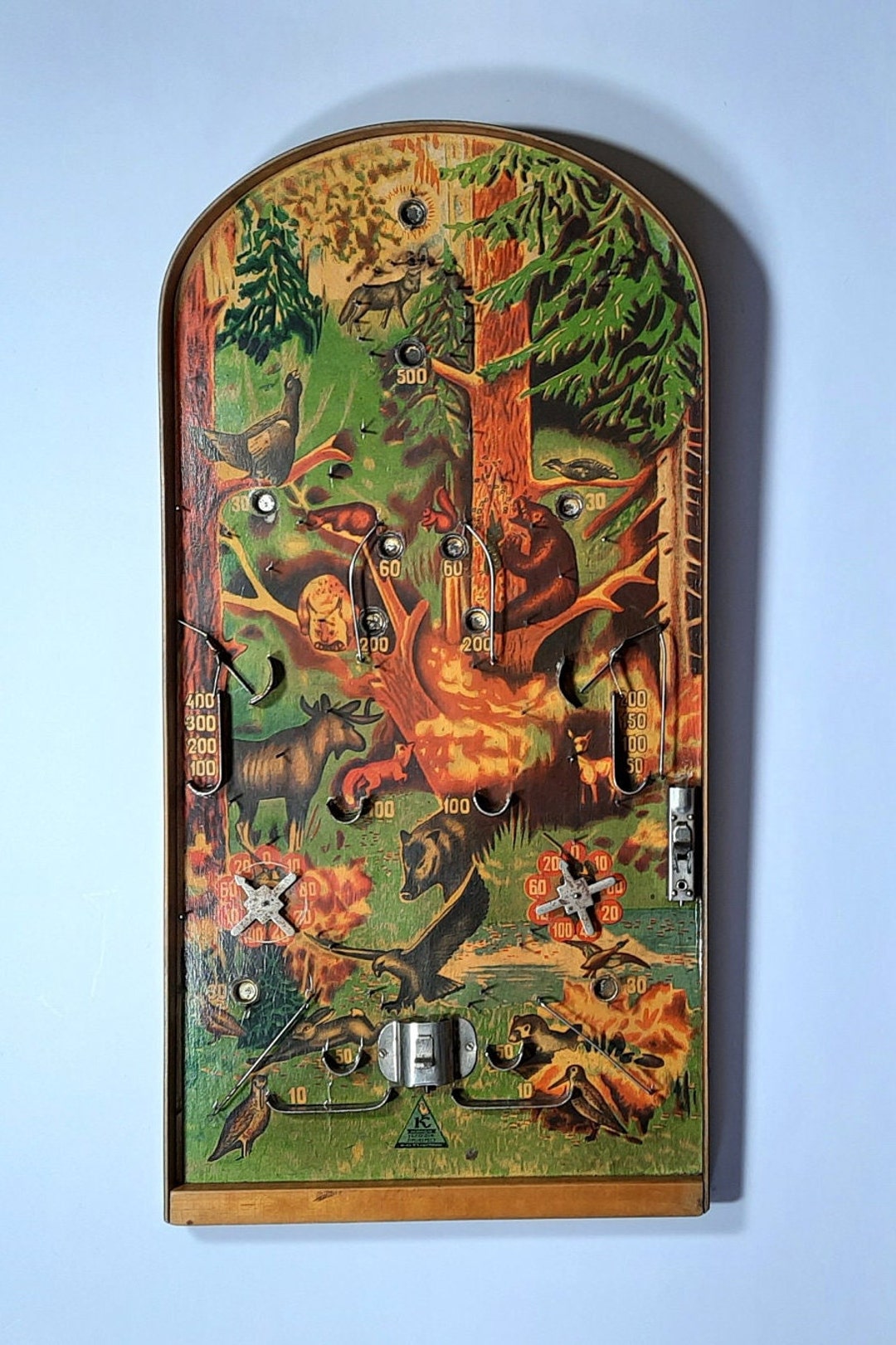 Pinball Board,vintage Board Game,board Game With Ball, Old Toy, Wooden ...