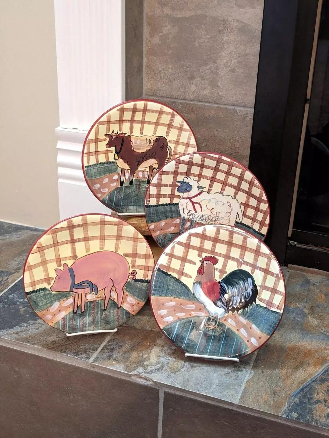 Susan Winget Farm Animal Dessert Plates Set of Four - Etsy