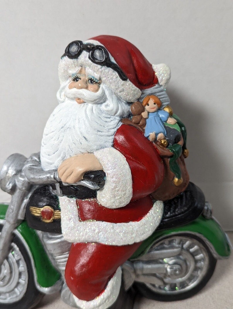 Motorcycle Santa Vintage Hand Painted Ceramic Mold Figurine - Etsy