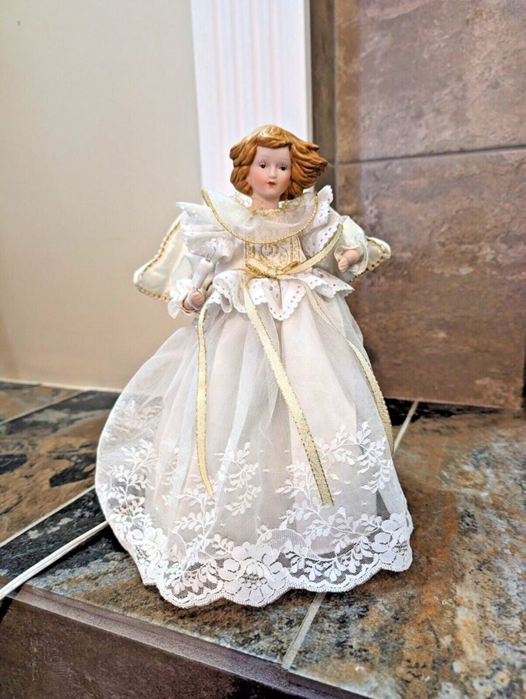 Ivory and Gold Animated Porcelain Angel - Etsy