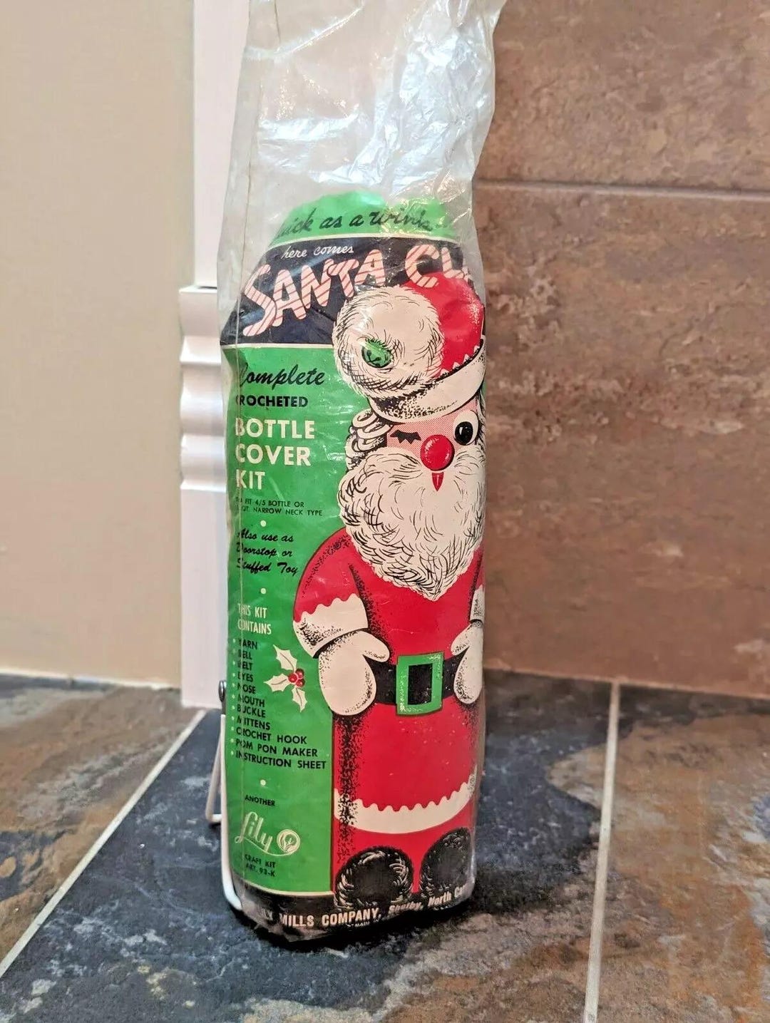 Lily Mills Santa Claus Bottle Cover Vintage Crochet Christmas Kit - Etsy