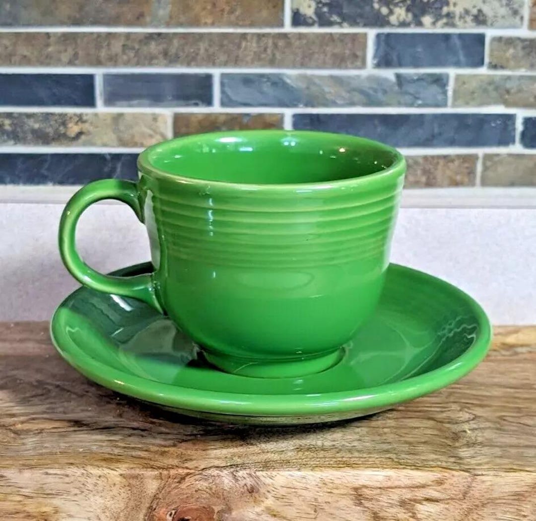 Fiestaware Shamrock Green Cup and Saucer Vintage Homer Laughlin USA - Etsy