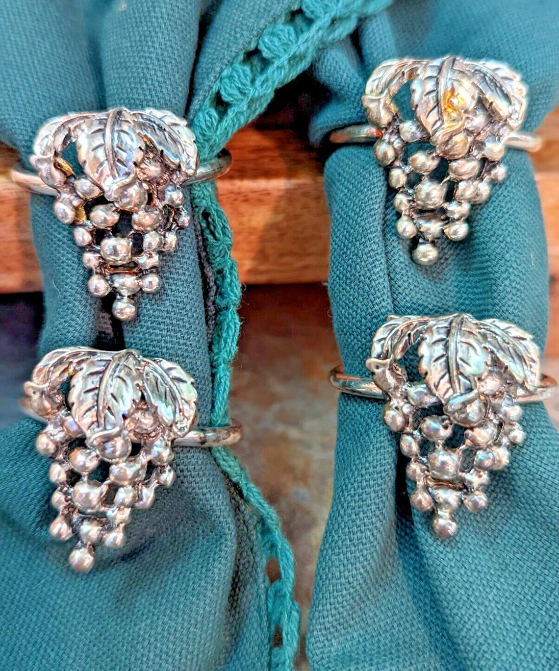 Pewter Grape Cluster Napkin Rings - Etsy