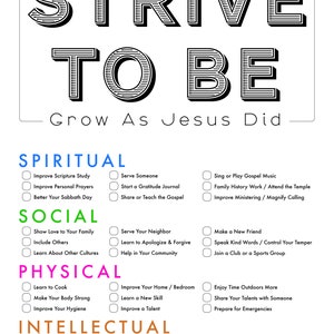 Strive to Be Youth Poster | Goal Tracker | Size 18x24, 8x10 | Digital ...