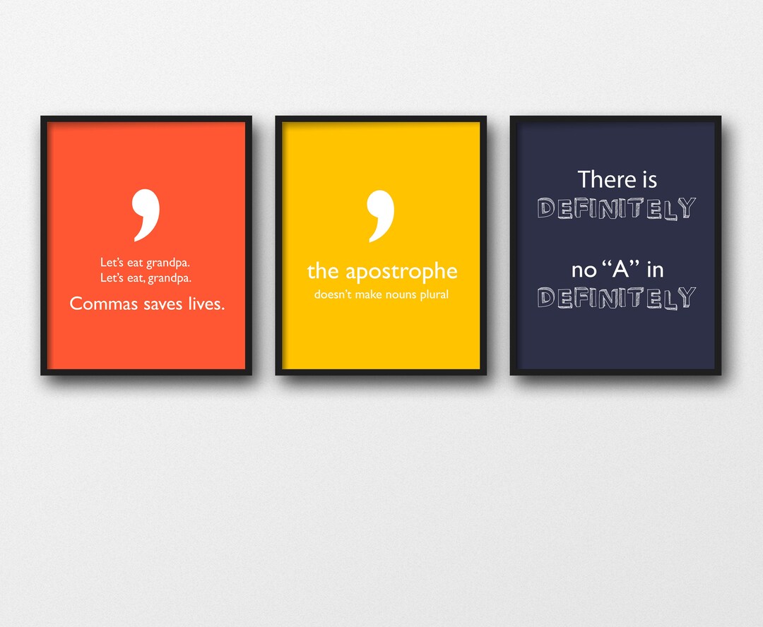 Funny Grammar Prints for Teachers (set 2 of 2) Classroom | Teacher Gift ...
