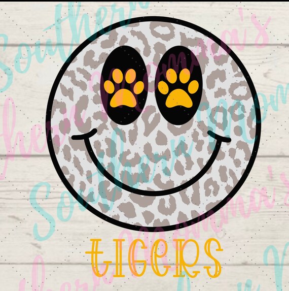 Tigers Smiley Face Black and Gold Sublimation PNG File - Etsy