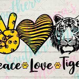 Peace Love Tigers Sublimation PNG File - Etsy