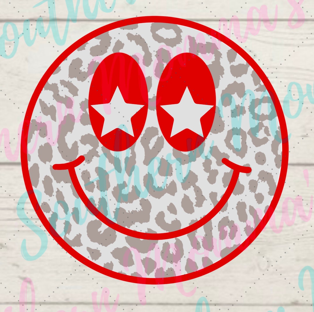 Red Smiley Face With Star Eyes Sublimation PNG File Instant Download - Etsy