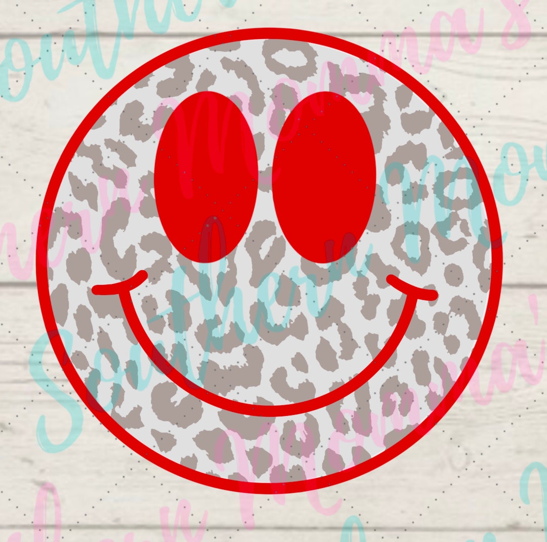 Leopard Print Smiley Face Sublimation PNG File - Etsy