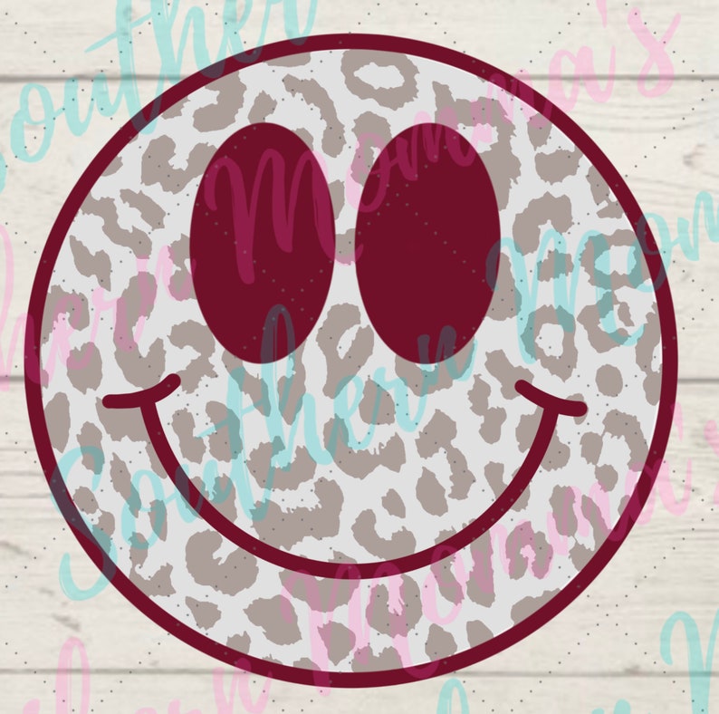 Leopard Print Smiley Face Sublimation PNG File - Etsy