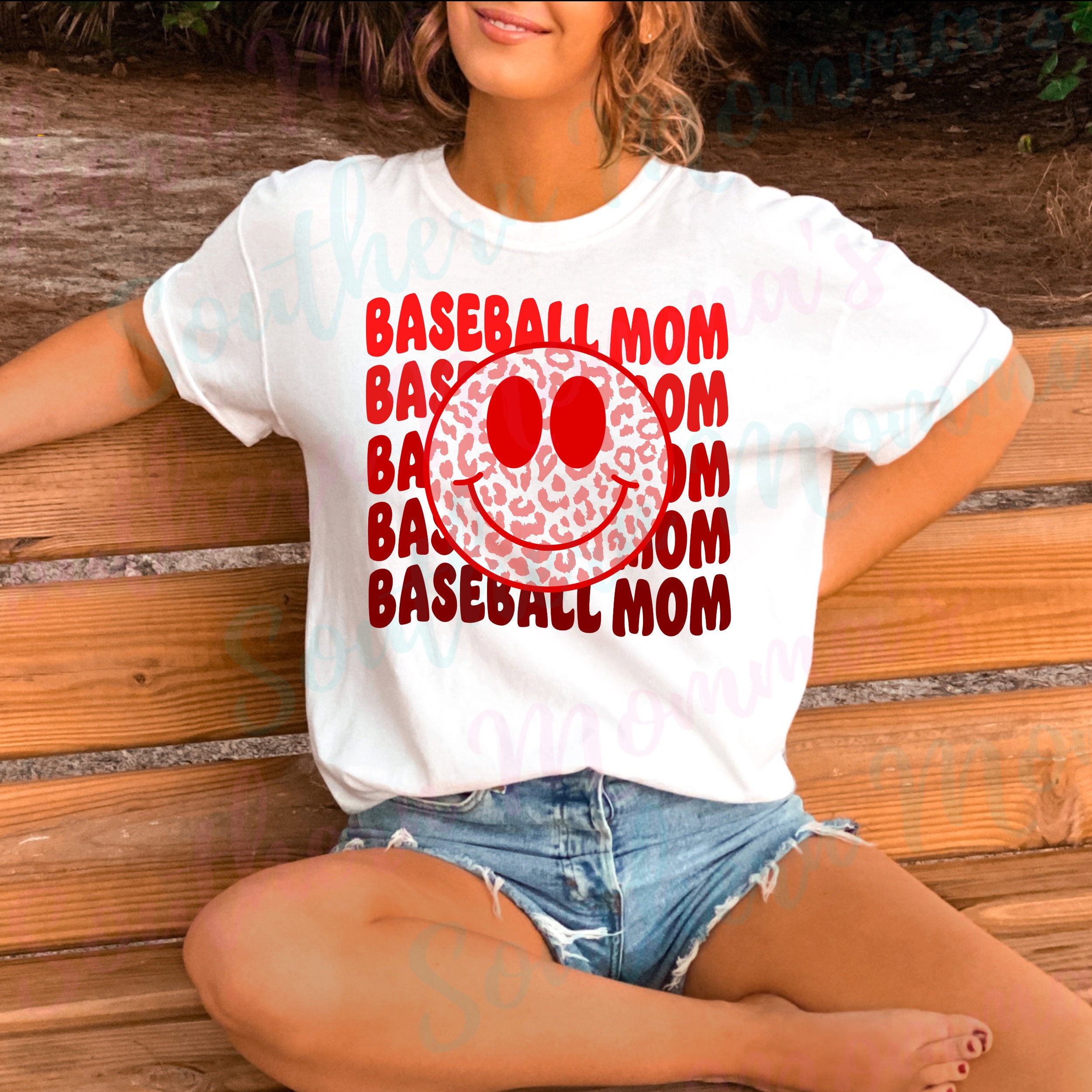 Baseball Mom Smiley Face Sublimation PNG File Instant Download - Etsy