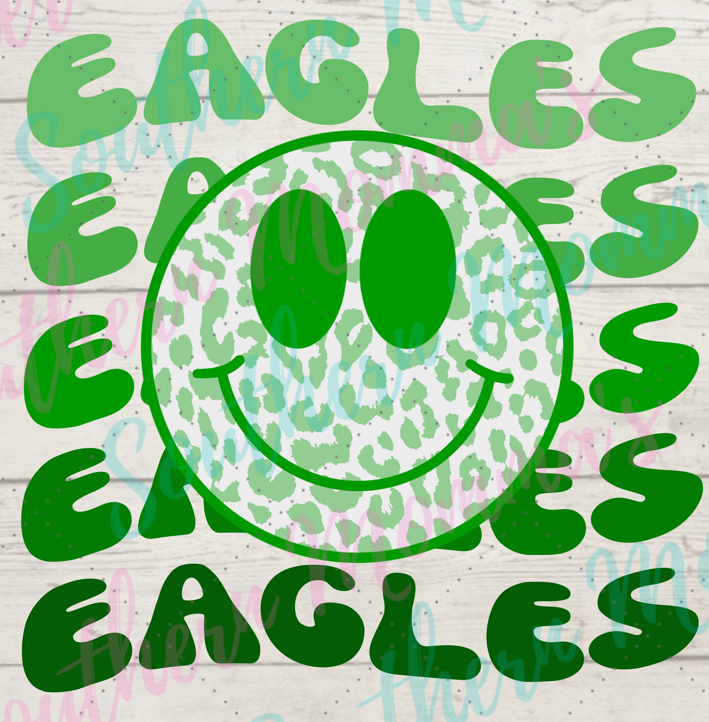 Eagles Wavy Ombré Smiley Face Sublimation PNG File - Etsy