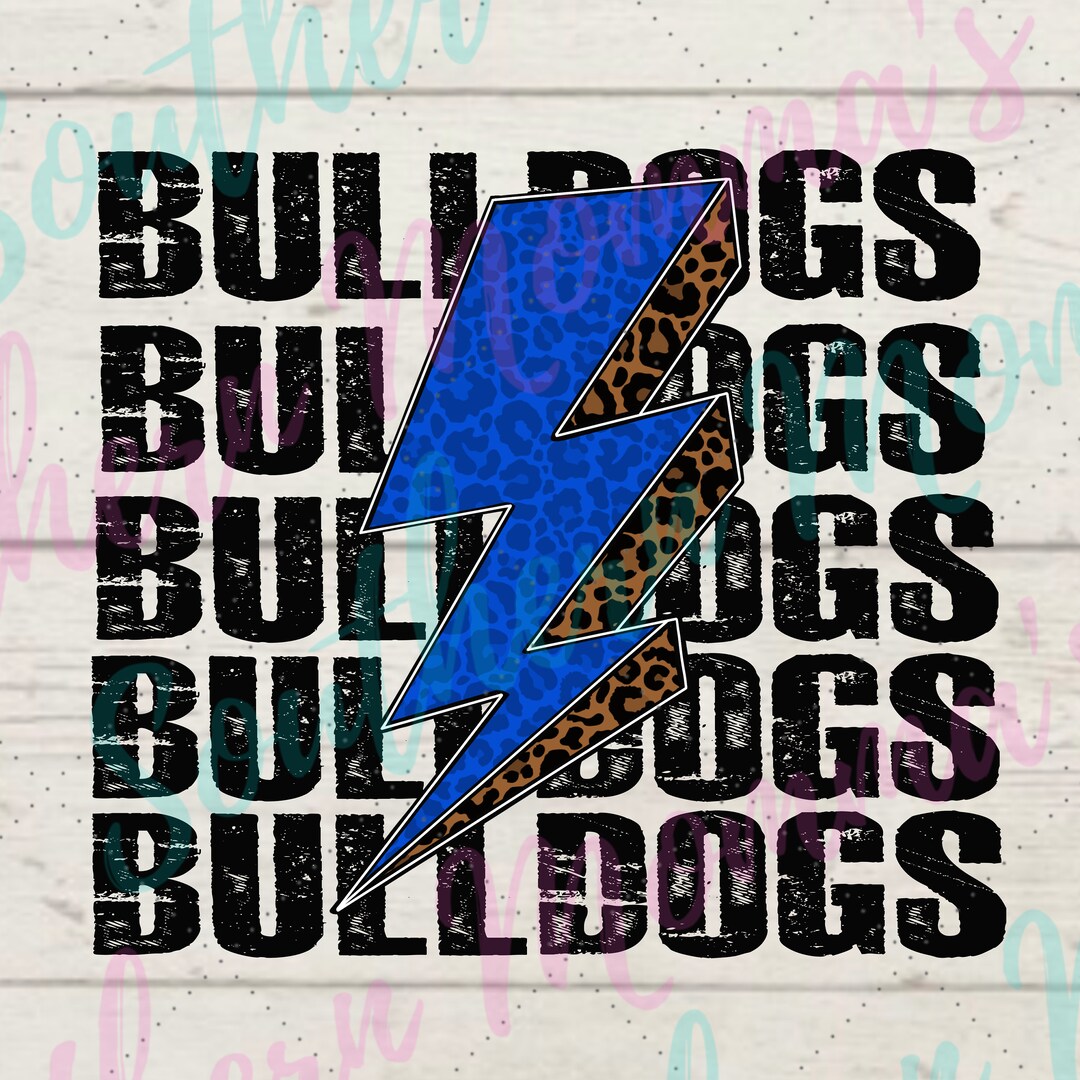 Stacked Bulldogs Lightening Bolt Sublimation PNG File Instant Download ...