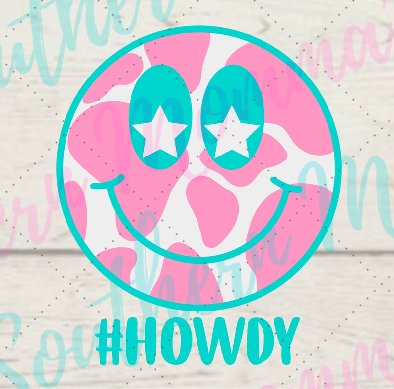 Howdy Cow Print Smiley Face Sublimation PNG File - Etsy