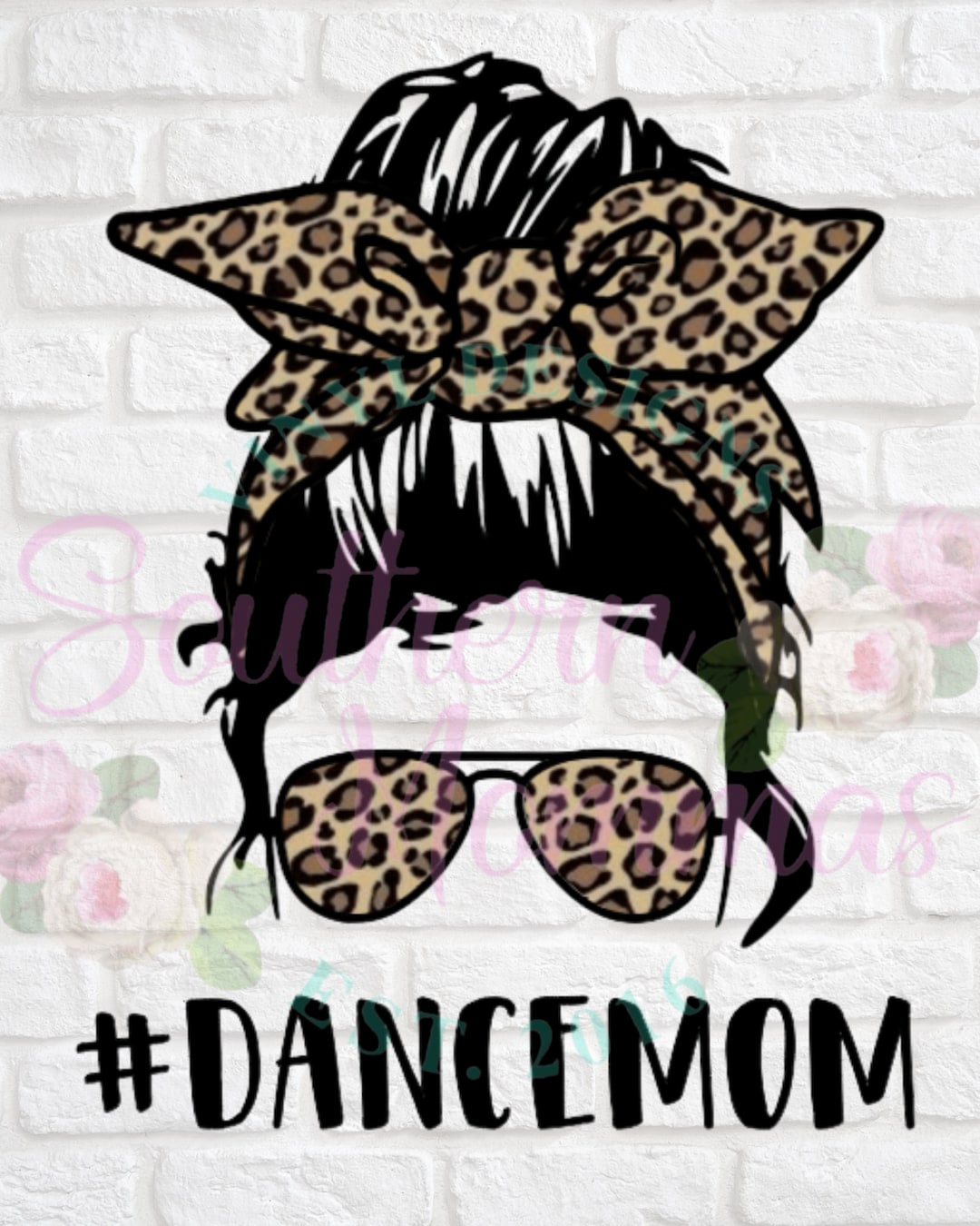 Messy Bun Dance Mom Leopard Print Bandana SUBLIMATION PNG - Etsy