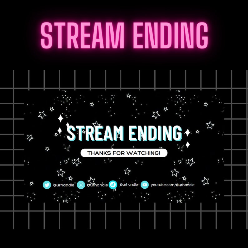 3x Animated Black and White Star Twitch Screens | Starting Soon, Be ...