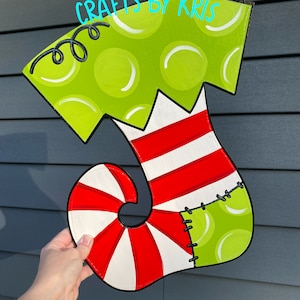 READY TO SHIP Christmas Stocking Door Hanger Sign, Christmas Decoration ...