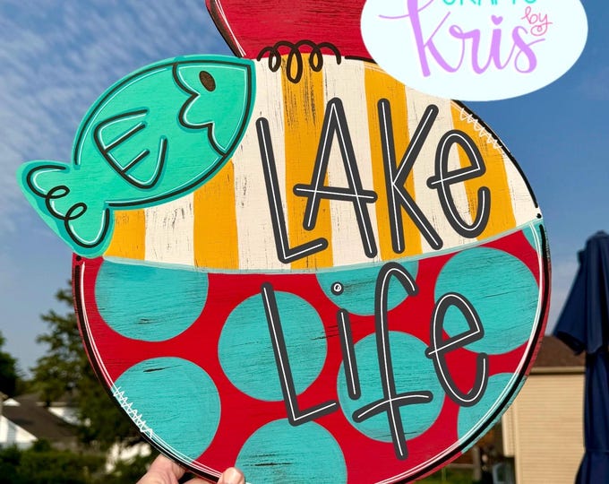READY TO SHIP Lake Door Hanger, Lake Life Sign, Fish Door Hanger ...