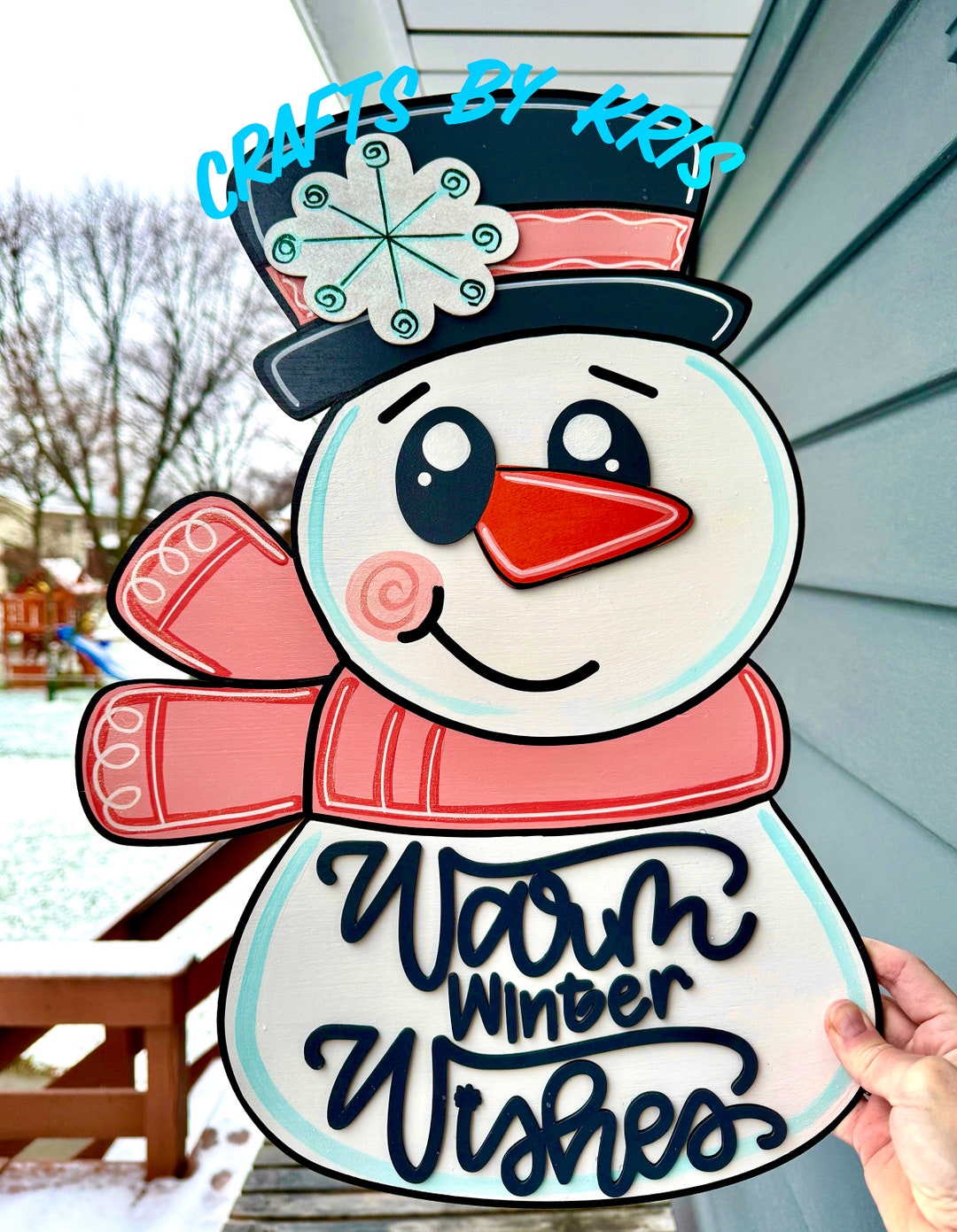 READY TO SHIP Snowman Door Hanger Sign, Winter Door Hanger, Winter ...