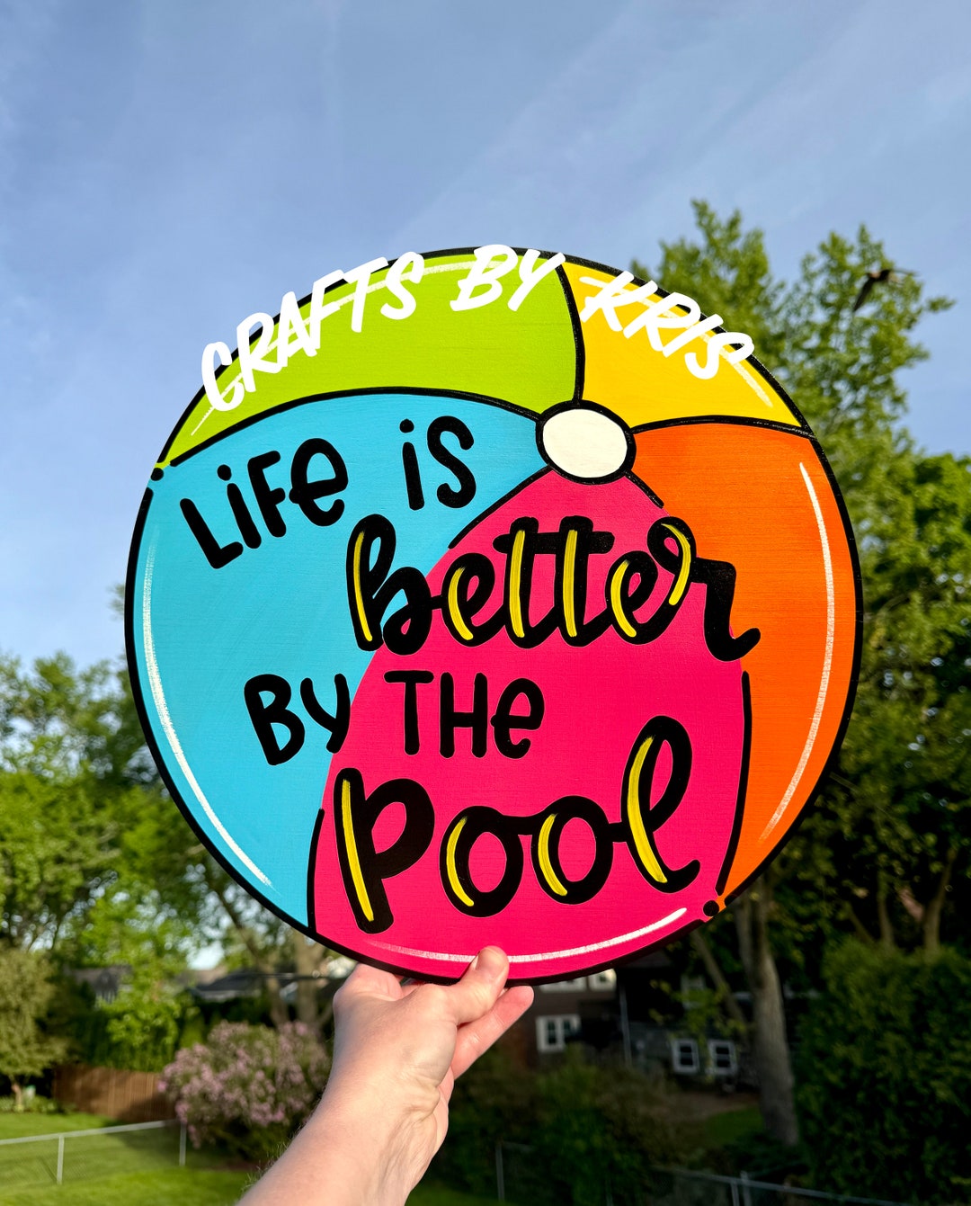 READY TO SHIP Life is Better by the Pool, Beachball Door Hanger, Summer ...