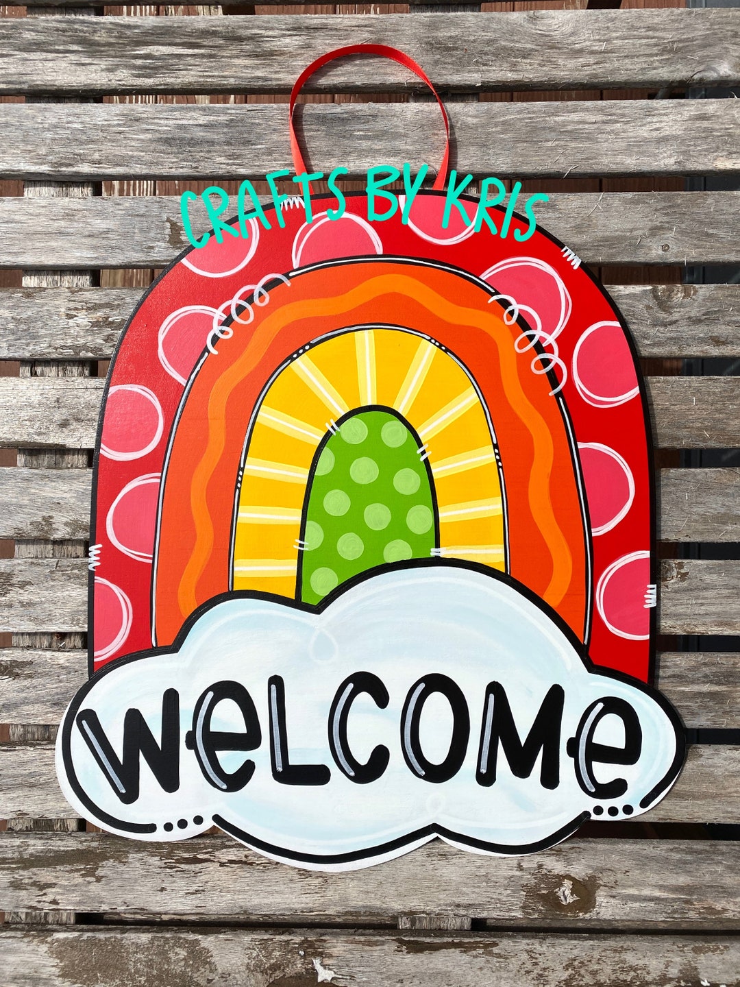 READY TO SHIP Rainbow Door Hanger, Welcome Door Hanger, Teacher Decor ...