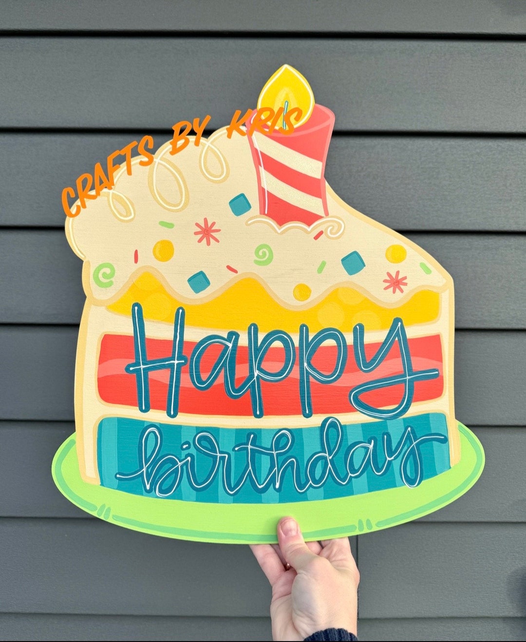 Happy Birthday Door Hanger, Birthday Cake Sign, Kids Birthday ...