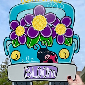 READY TO SHIP Spring Flower Truck Door Hanger Sign Welcome - Etsy