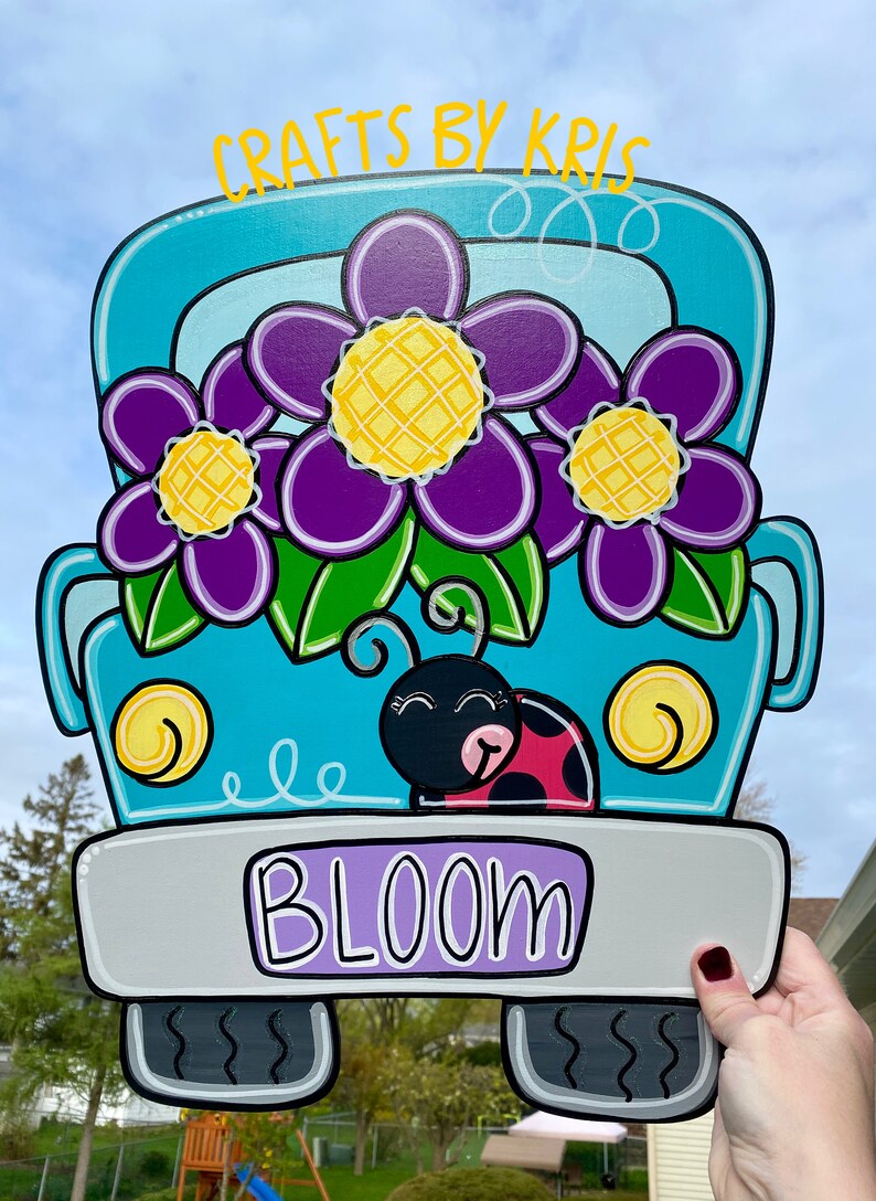 READY TO SHIP Spring Flower Truck Door Hanger Sign Welcome - Etsy