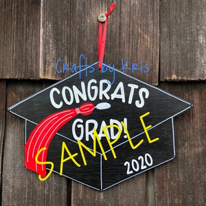 CUSTOM Congrats Grad Door Hanger Sign Congratulations - Etsy