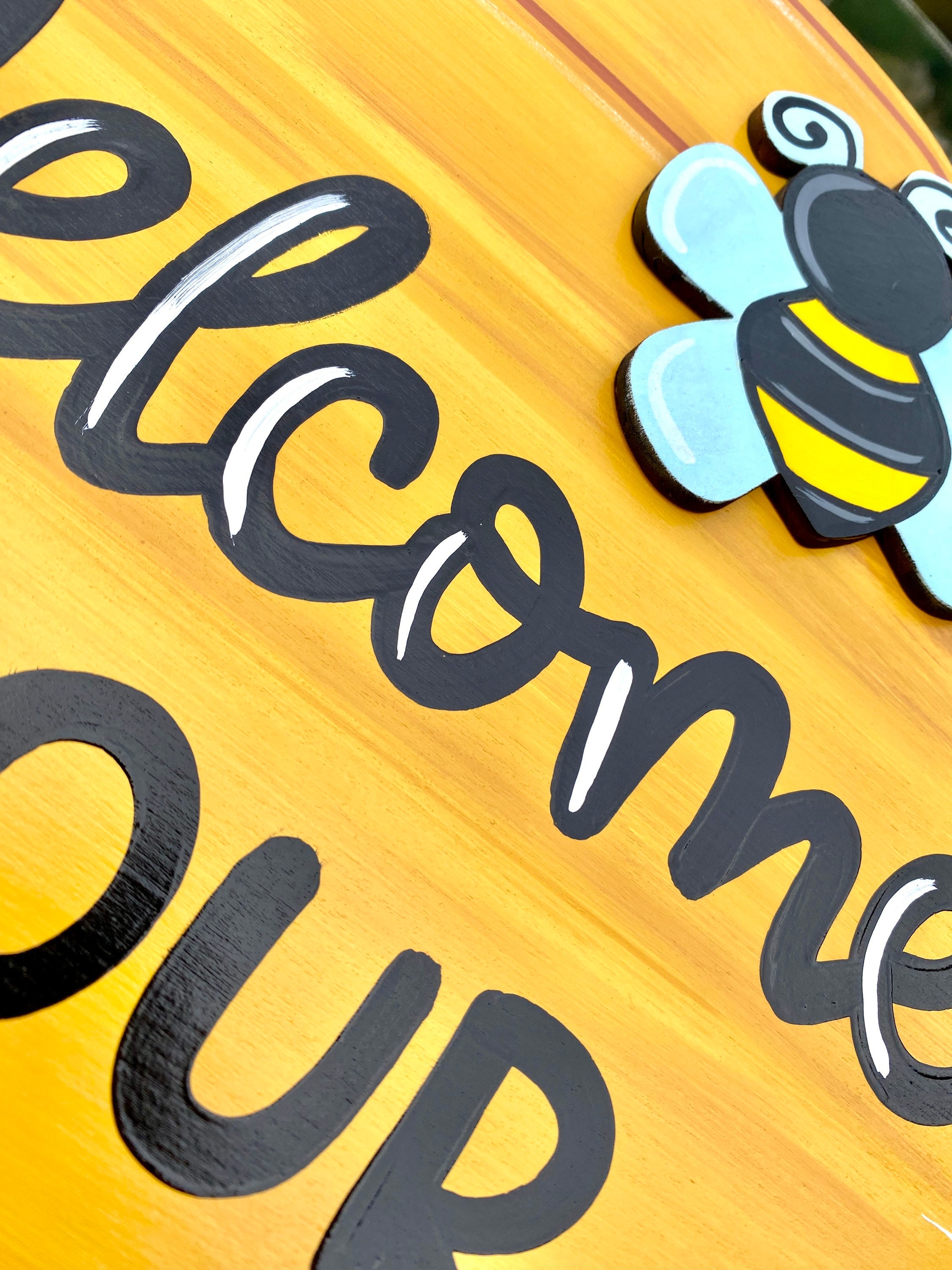 Welcome to Our Hive, Bumblebee Decor, Bee Hive Door Hanger, Spring ...