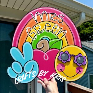 READY TO SHIP Teacher Door Hanger, Rainbow Door Hanger, Teacher Decor ...