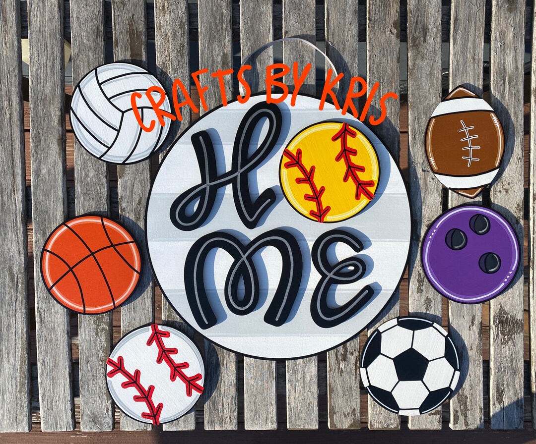Home Sign With Sport Attachments, Baseball Softball Football Volleyball ...